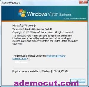 winver-windows-vista.png | Sistem ve Ağ Uzmanlığı | Adem OCUT