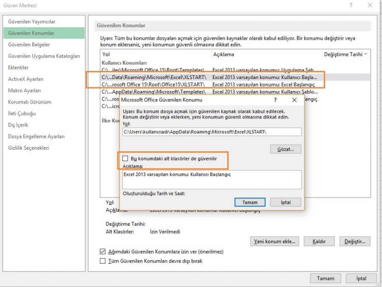 XLStart klasörü nerede bulunur? | Sistem ve Ağ Uzmanlığı | Adem OCUT