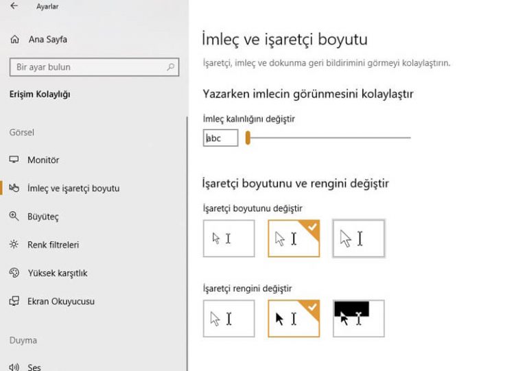 Windows 10 fare işaretçi rengi nasıl değişir | Sistem ve Ağ Uzmanlığı ...